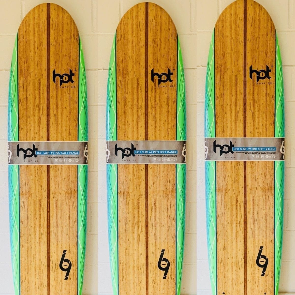 9″0 ft Hot Surf 69 Soft Longboard Beginners Surfboard Log Wood Inc fins ...