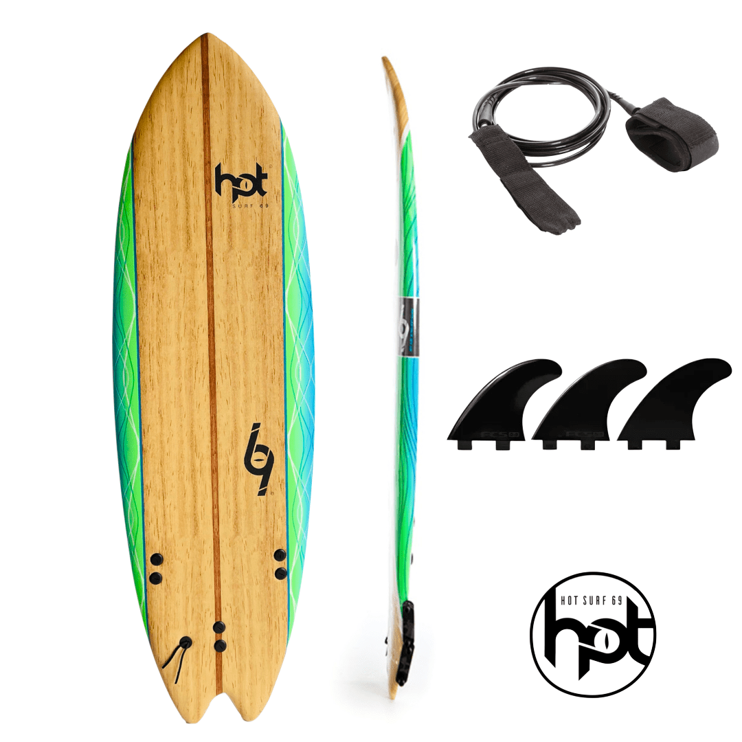 6″0 ft Hot Surf 69 Softboard Fish Foam Learners Surfboard FCS / Leash ...