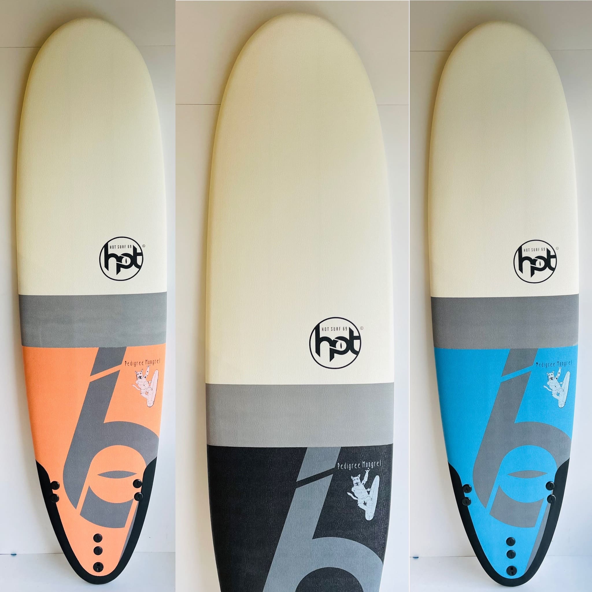7ft Hot Surf 69 Soft Beginners Surfboard Inc Leash Wax Fins - Piran Surf