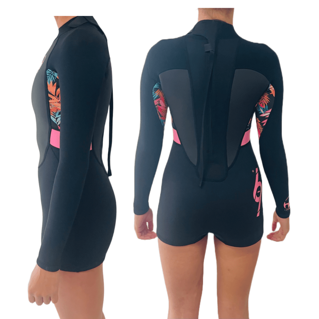 Ladies 2mm Spring Wetsuit Short leg Long arm Wetsuit - Coral - Piran Surf